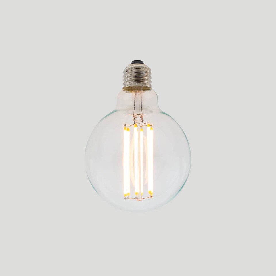 Led Vintage Globe G95 6w Long Filament E27 Clear Glass 2200k West Elm